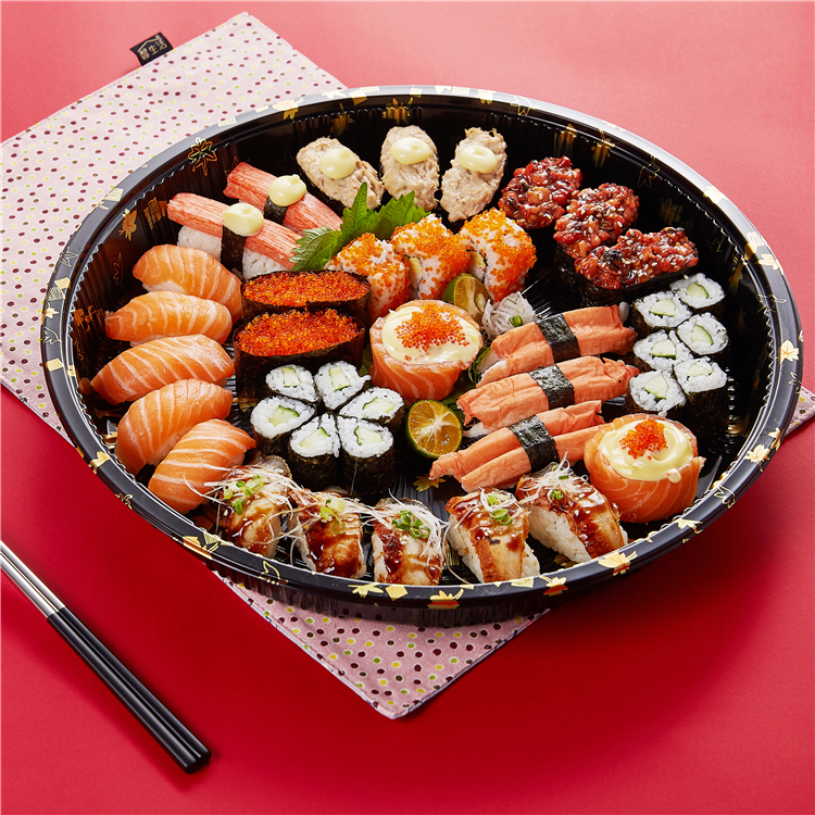 Round party plastic sushi tray disposable high quality sushi box ...