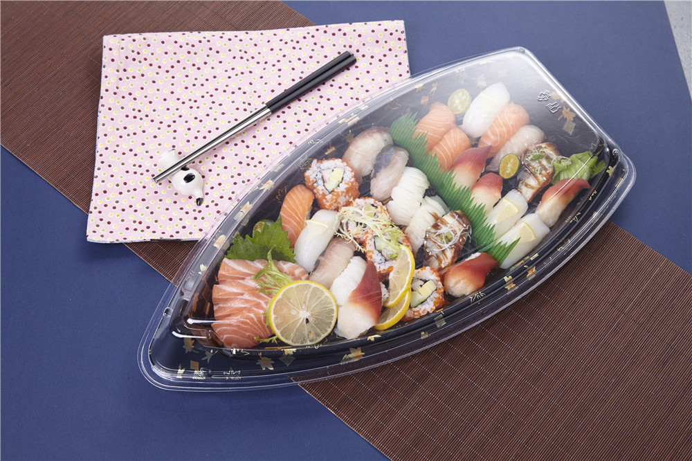 Disposable plastic boat sushi box Eco friendly plastic sushi food ...