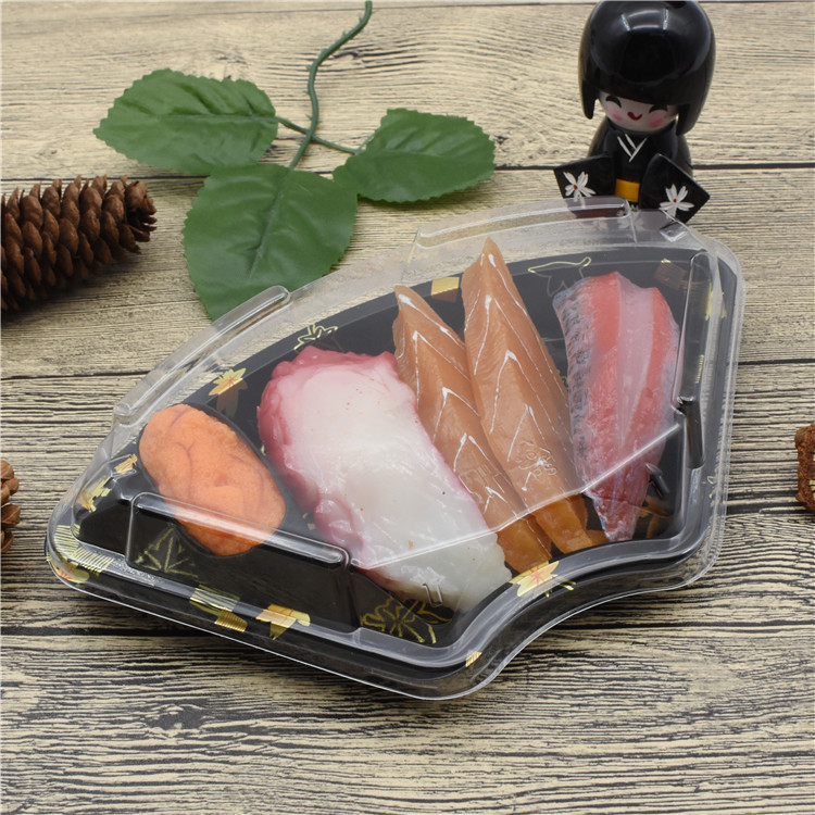 Plastic portable fan shape sushi tray take out sushi box,Shantou Samma ...